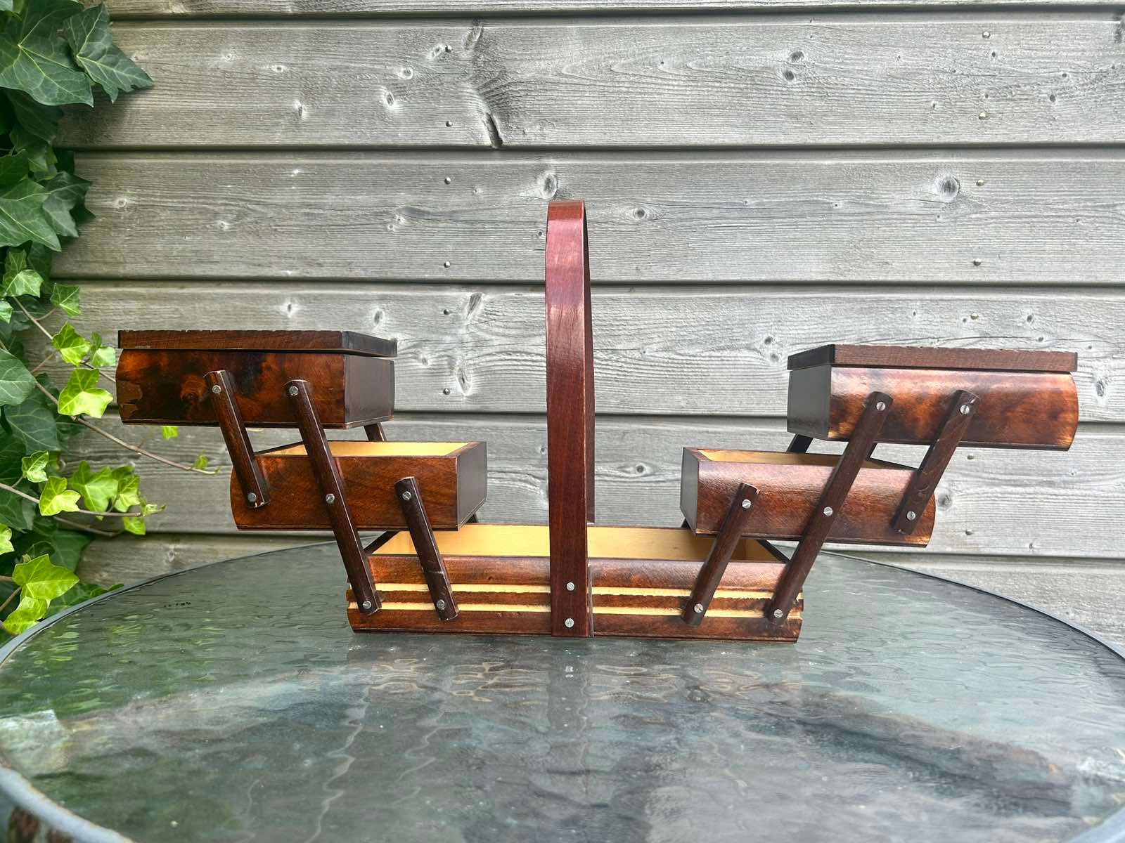 Vintage Sewing Box From the 1950s Hand Crafted Wooden Folding Sewing ...