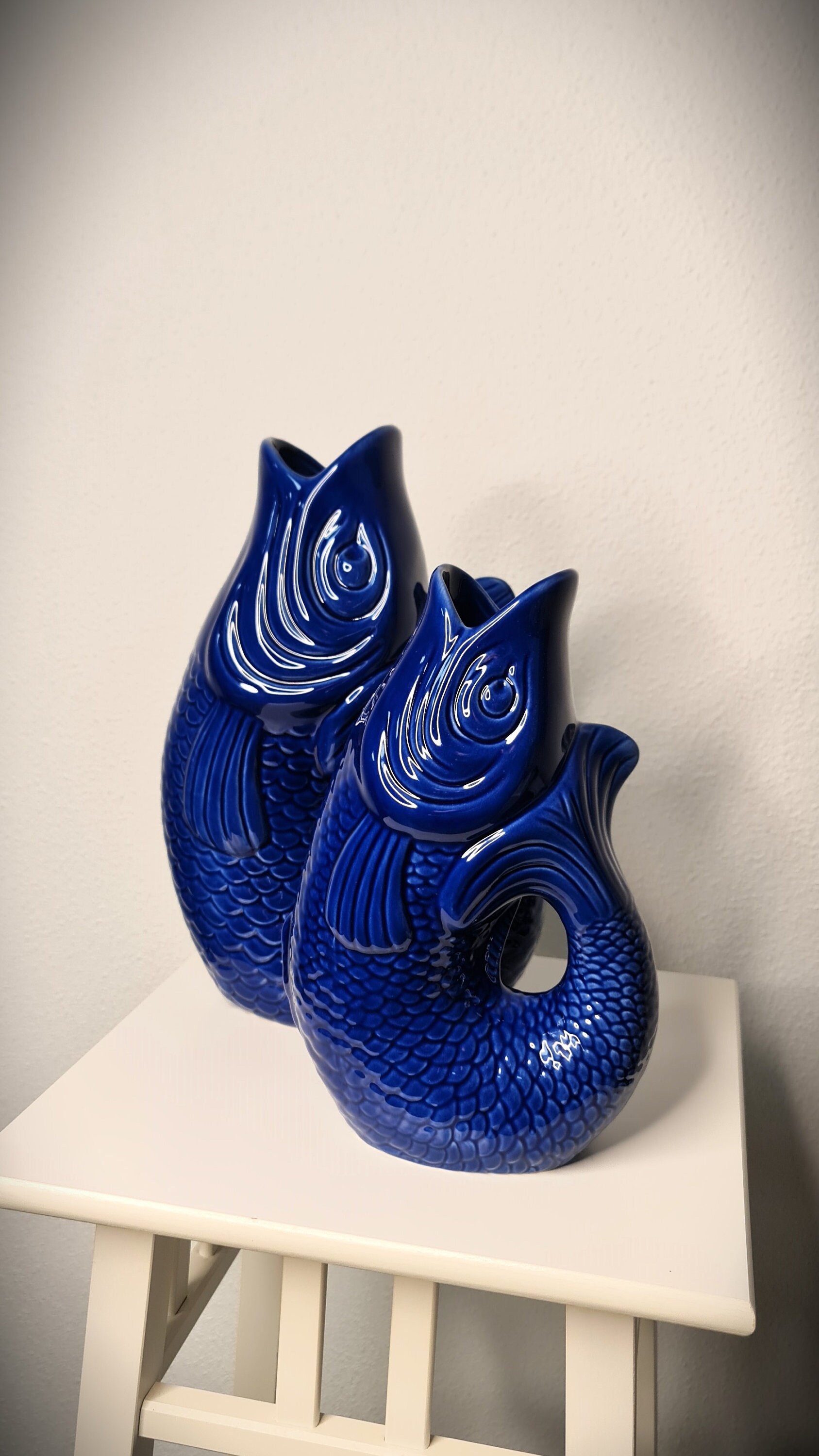 SET: Vintage Ceramic Blue Wade Gluggle Jug, Fish Jug, Koi Fish Jug ...