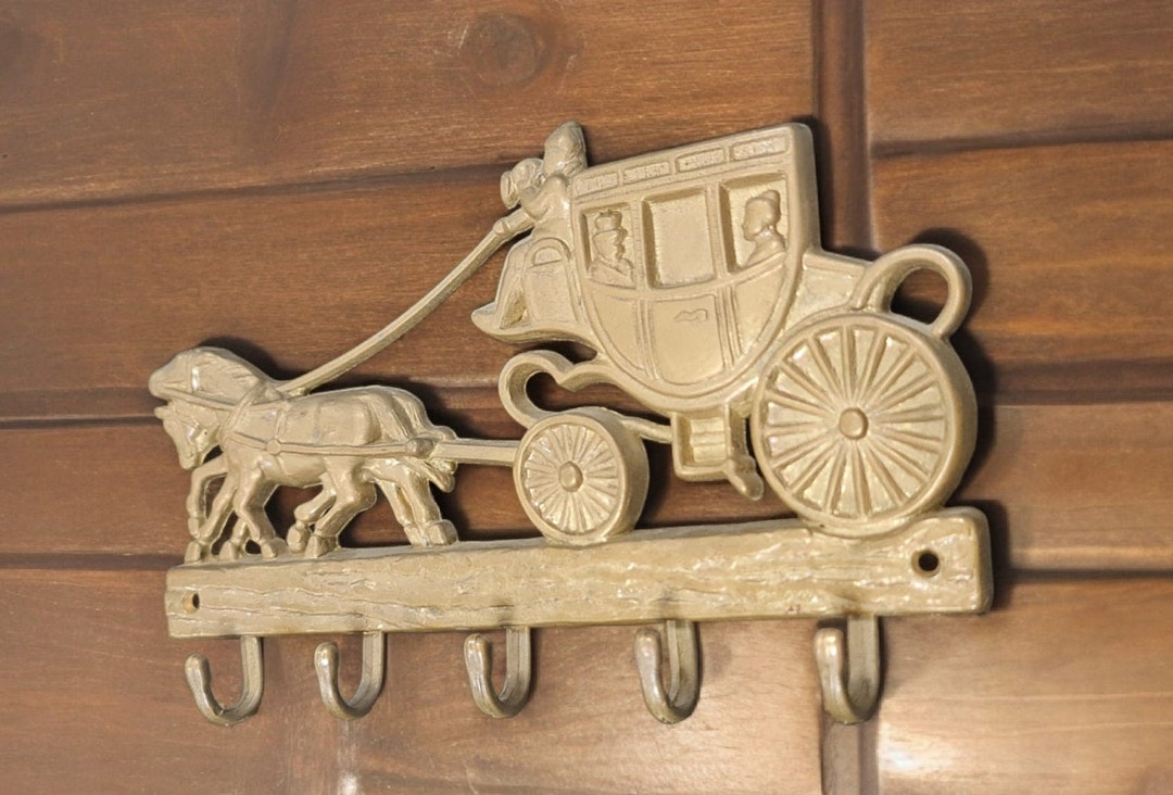 Vintage Brass Key Holder, Brass Key Rack 5 Hangers, Retro Home Decor ...