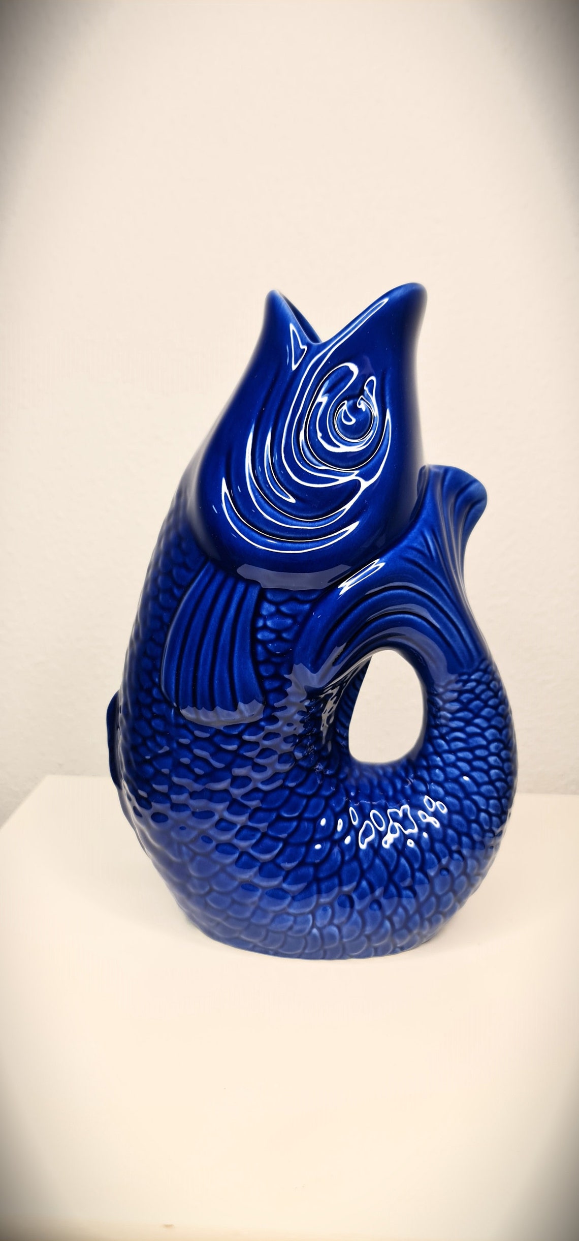 SET: Vintage Ceramic Blue Wade Gluggle Jug, Fish Jug, Koi Fish Jug ...