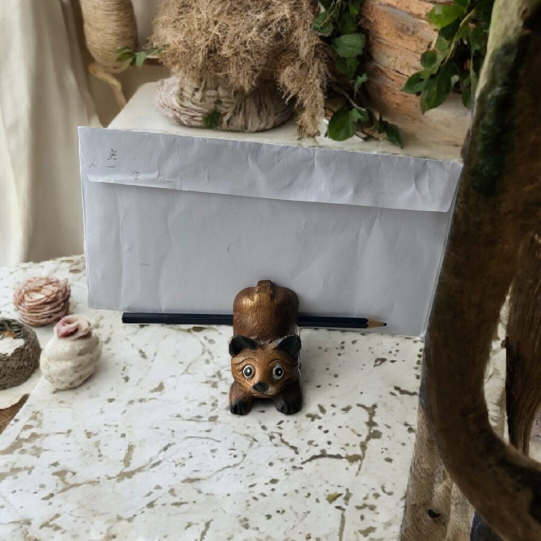 Fun Wooden Cat Percussion Instrument Without a Stick, Hand Carved Brush ...