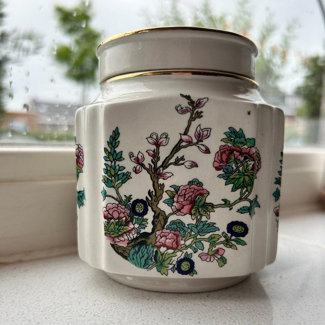 Vintage Indian Tree Tea Caddy Sadler Botanica, Sweets Jar, Kitchen ...