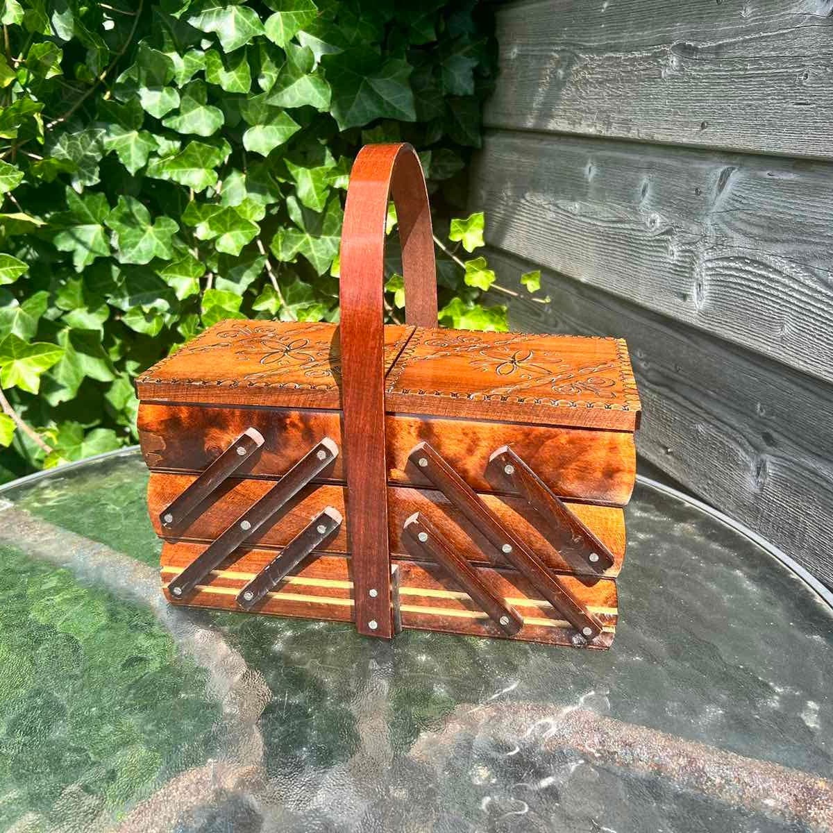 Vintage Sewing Box From the 1950s Hand Crafted Wooden Folding Sewing ...