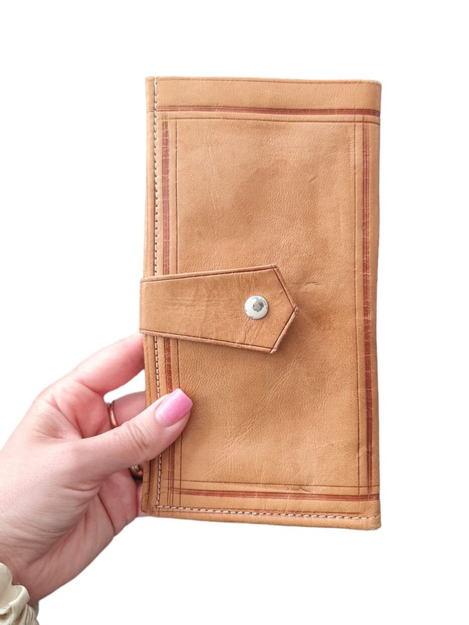 Vintage Handcraft Soft Tan GENUINE LEATHER African / Middle East Wallet ...