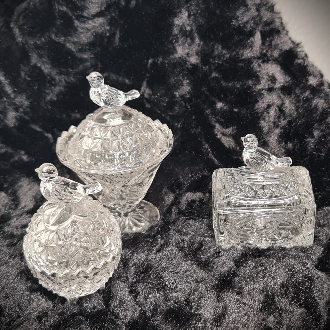 Vintage Set of Three Hofbauer Byrdes Collection Lead Crystal Boxes ...