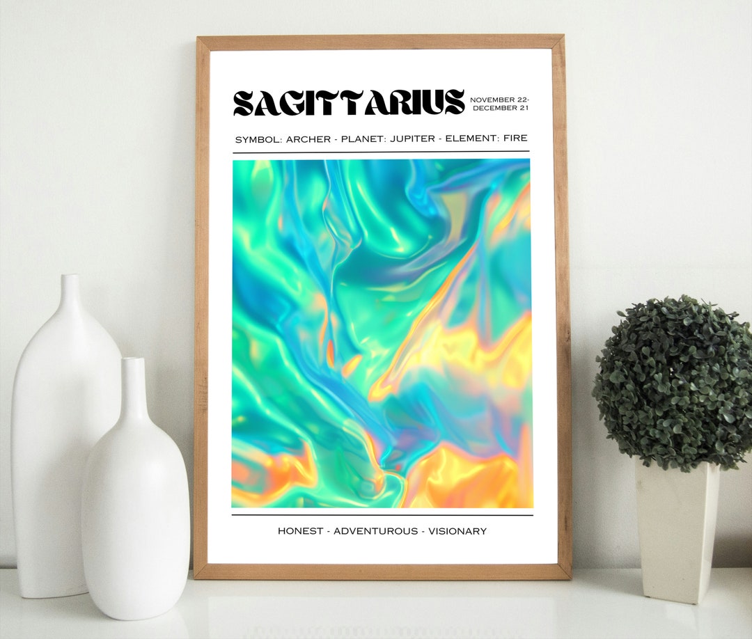 SAGITTARIUS Zodiac Sign Print Abstract Illustration Astrology Design ...