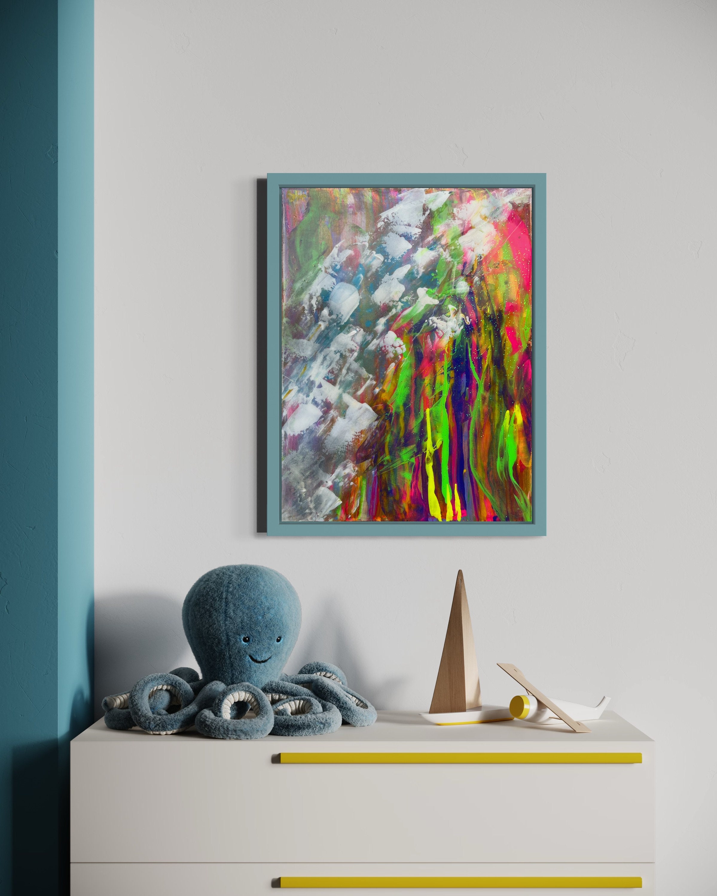 Sunny Radiance Epoxy Painting: Bright Colors, Epoxy Resin Shine, 24x18 ...