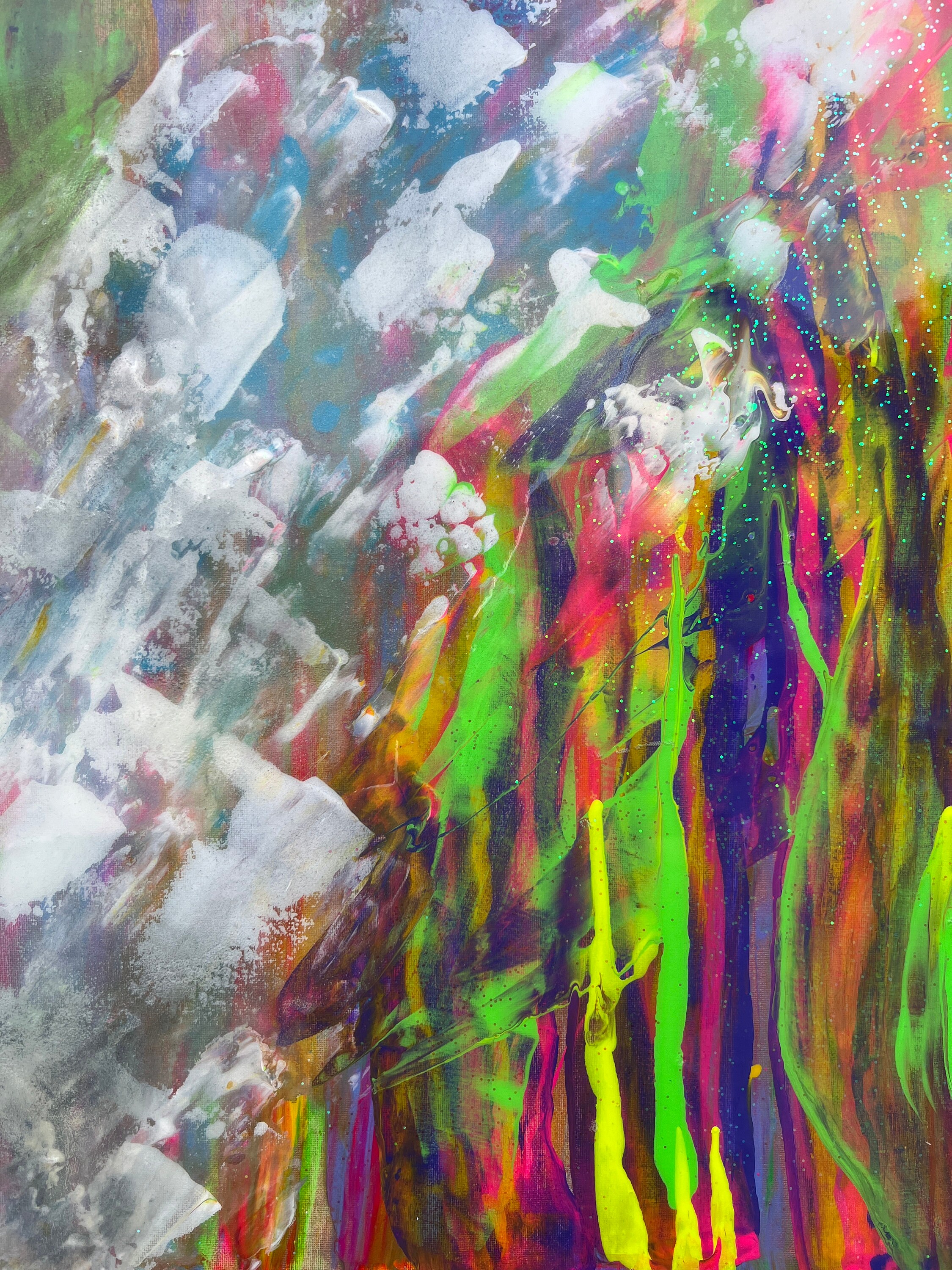 Sunny Radiance Epoxy Painting: Bright Colors, Epoxy Resin Shine, 24x18 ...