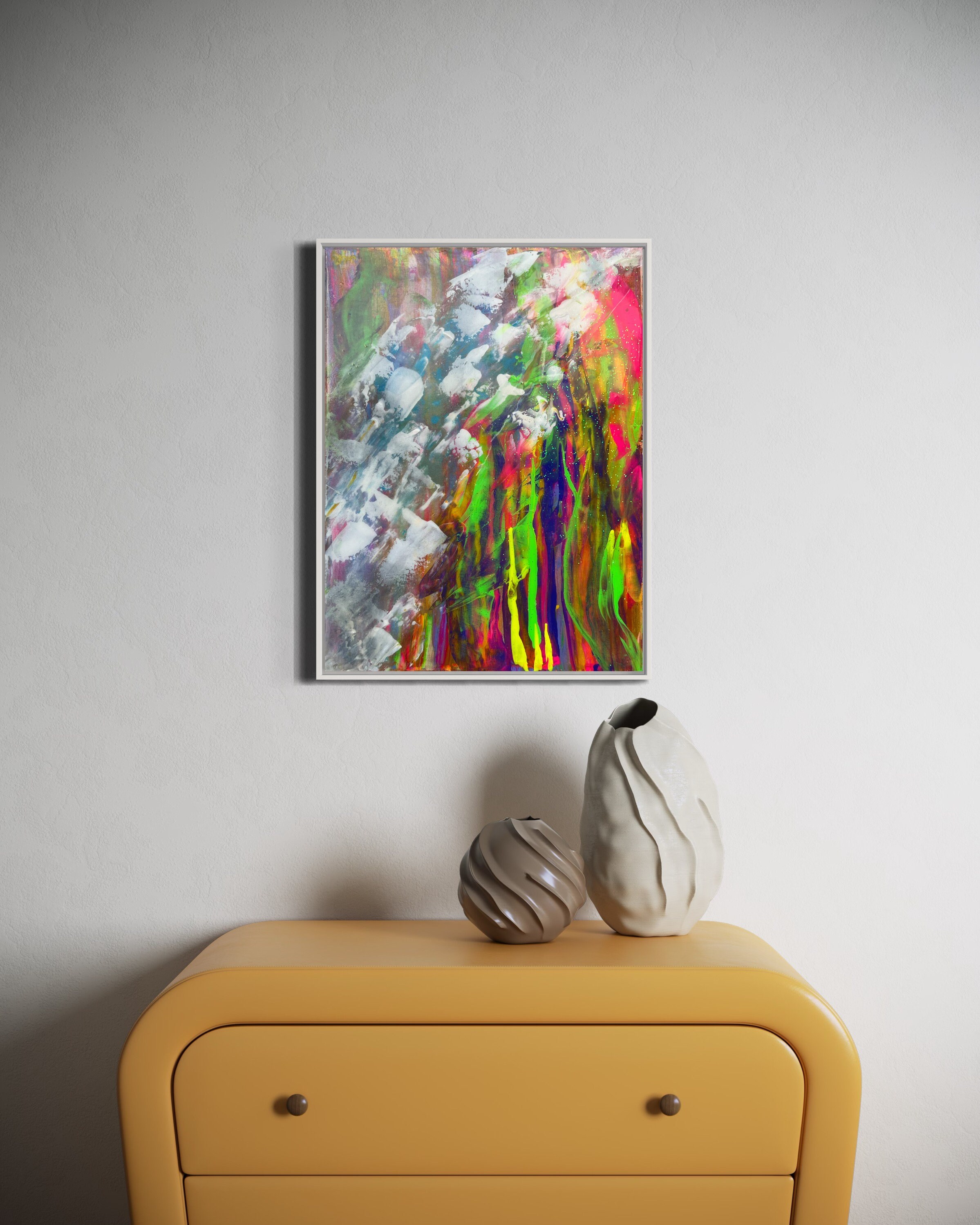 Sunny Radiance Epoxy Painting: Bright Colors, Epoxy Resin Shine, 24x18 ...