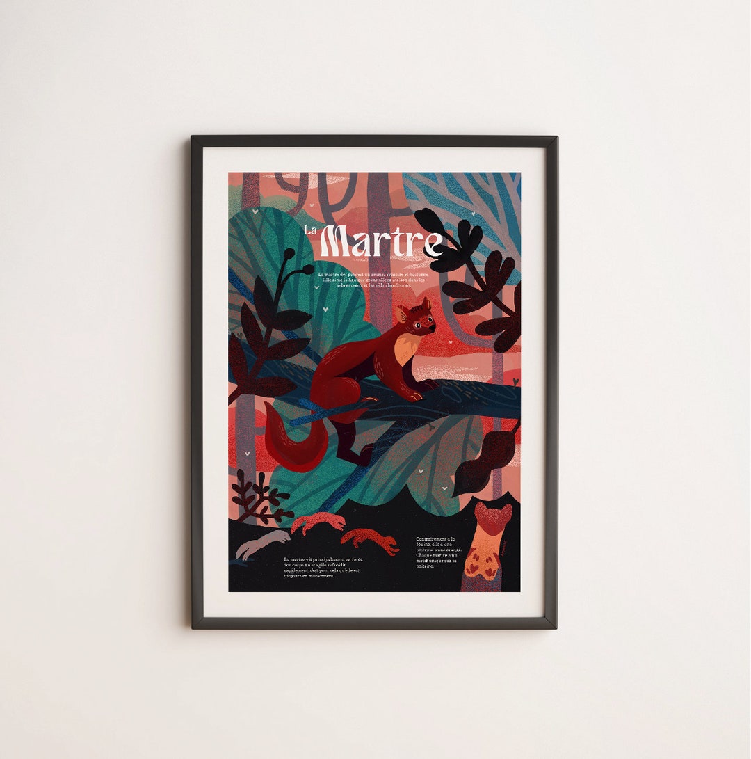 Poster the Marten A4 and A3 Poster Illustration, Animal, Forest, Fauna ...