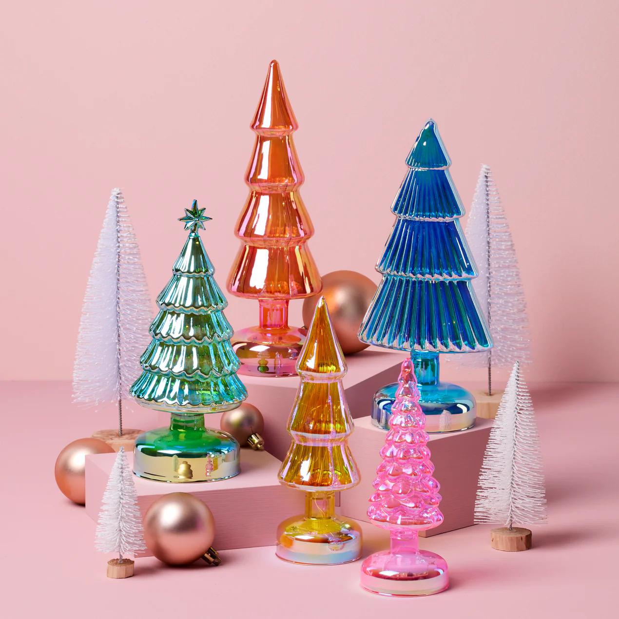Cody Foster Glass Trees - Iridescent, Pre-lit Options, 7”-15” Sizes ...