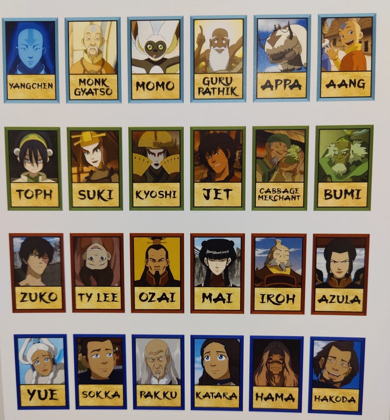 Avatar: the Last Airbender Printable Guess Who Cards - Etsy Australia