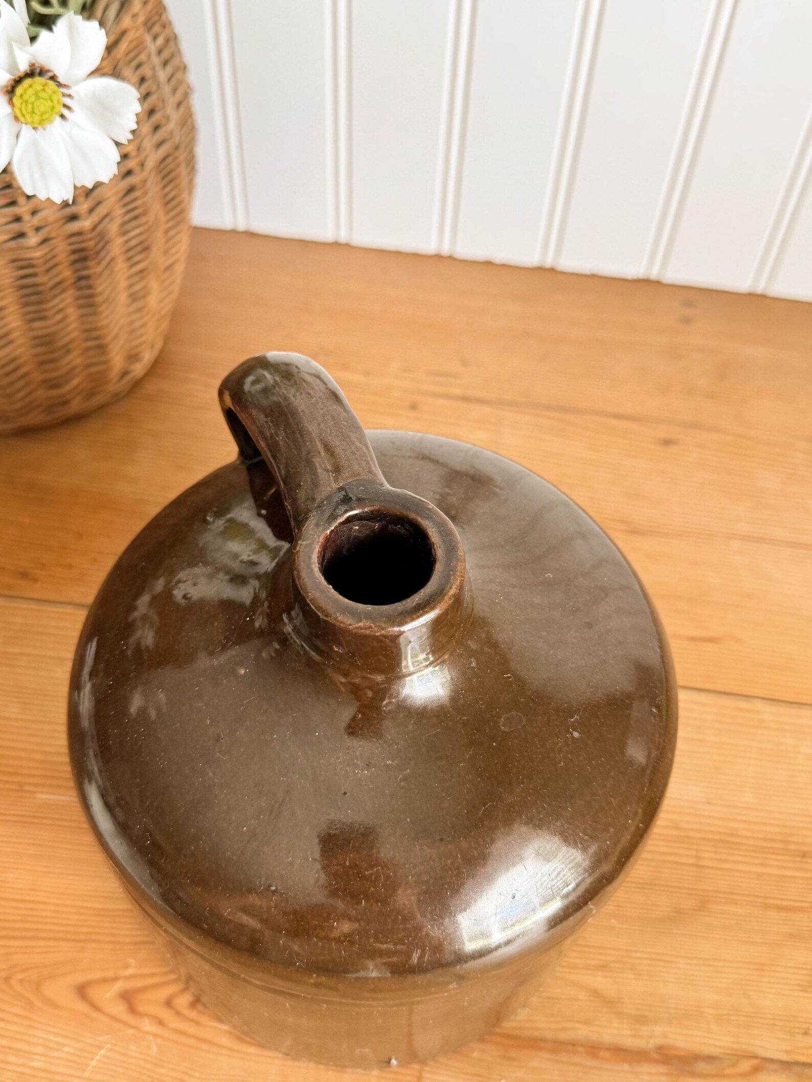 Antique Brown Stoneware Jug: Rustic Farmhouse Decor, 6.75" Tall - Etsy