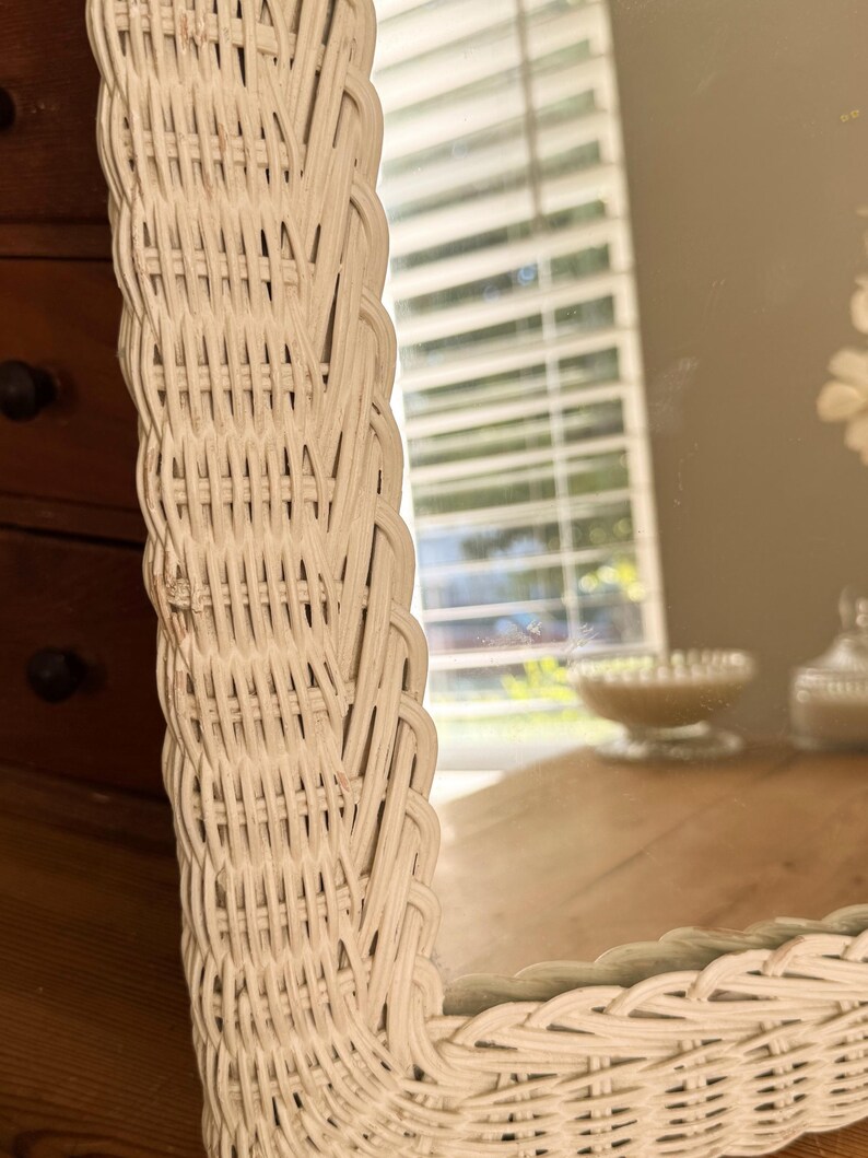 Vintage Rectangle Wicker Wall Mirror - Etsy