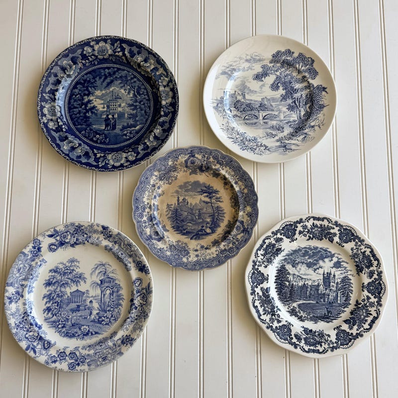 Antique Blue Plates - Etsy