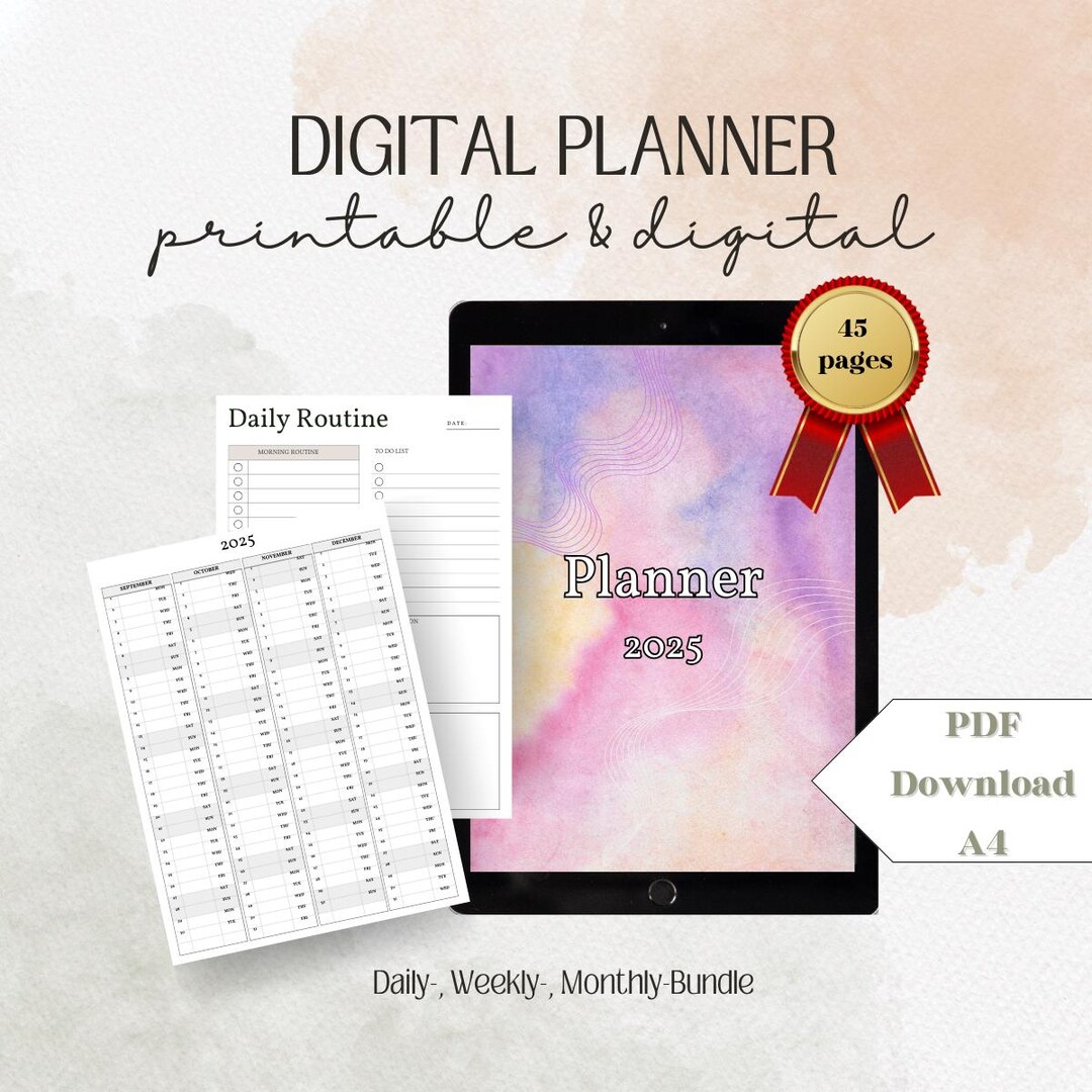 Planner 2025 - Digital - Printable - PDF A4 - Etsy
