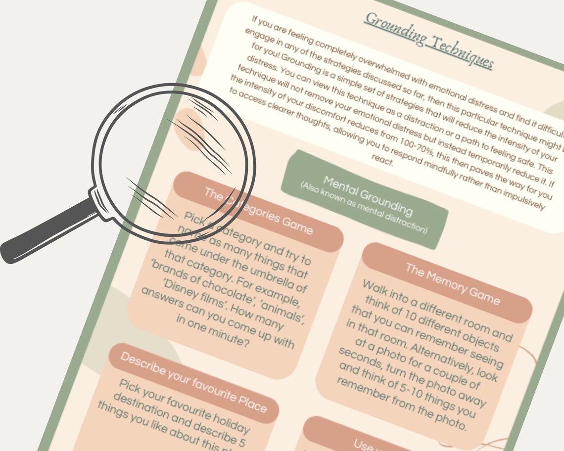 Grounding Techniques Worksheet, Grounding Skills for Managing Emotions ...