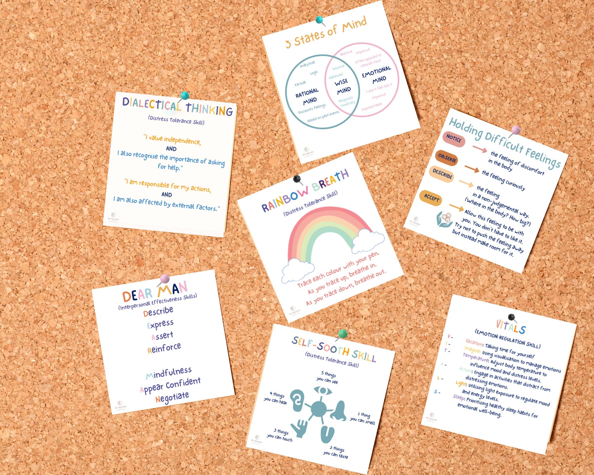 DBT Flash Cards, Printable Cards, Self Help Cards, Coping Cards, BPD ...