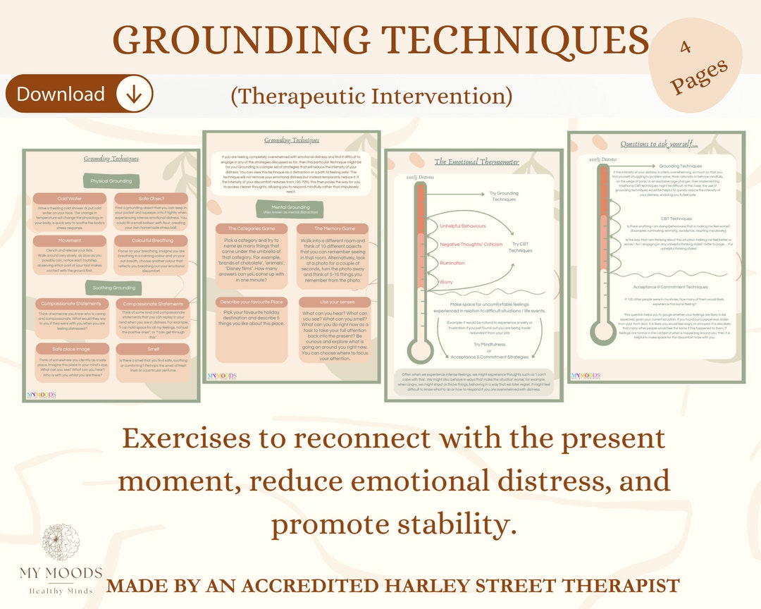Grounding Techniques Worksheet, Grounding Skills for Managing Emotions ...