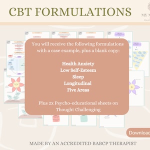 CBT Case Formulation Example CBT Diagram, Thought Challenging Worksheet ...