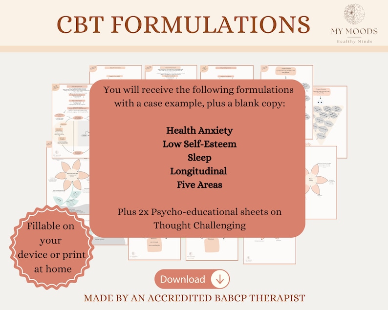 CBT Formulation Example CBT Diagram, Thought Challenging Worksheet, CBT ...