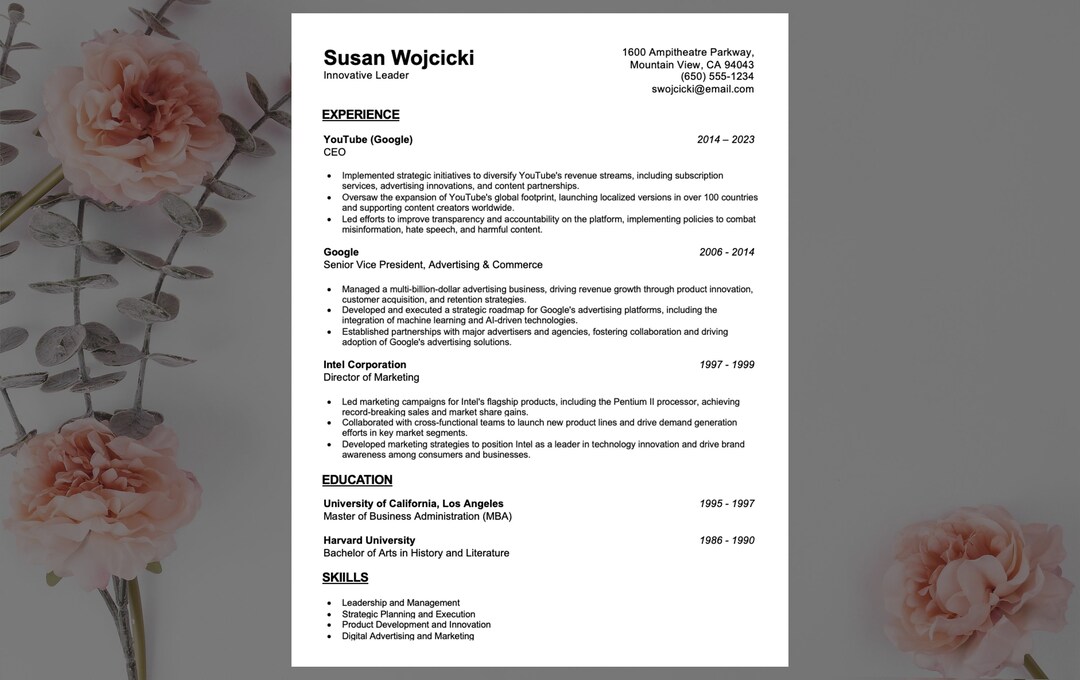 The Exceptional Resume - Resume Template for Experienced Professionals ...
