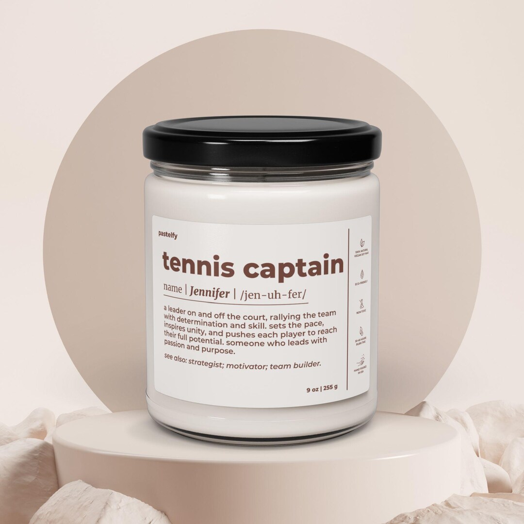Tennis Captain Scented Candle Gift for Men Gift for Women Personalized ...