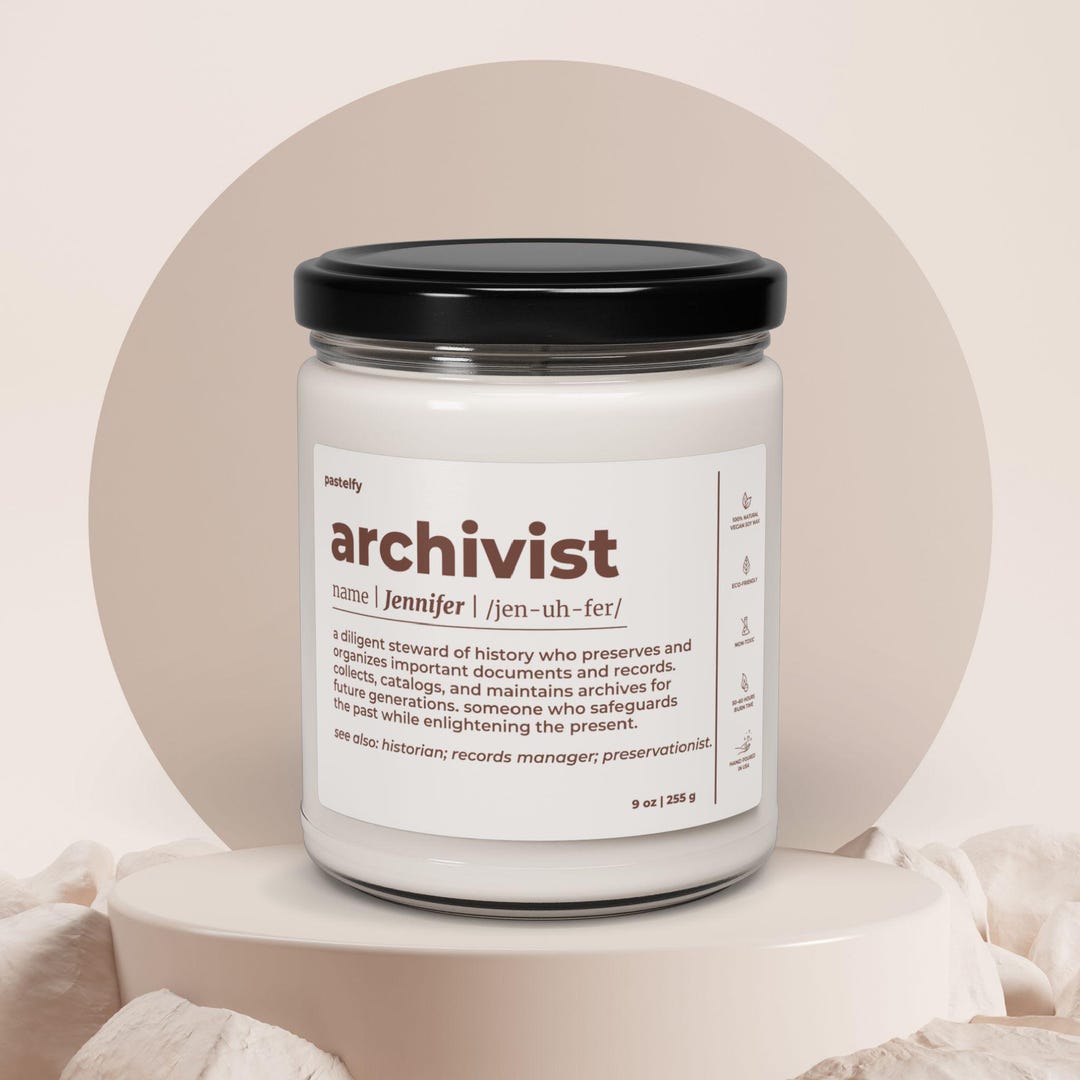 Archivist Scented Candle Gift for Men Gift for Women Personalized ...