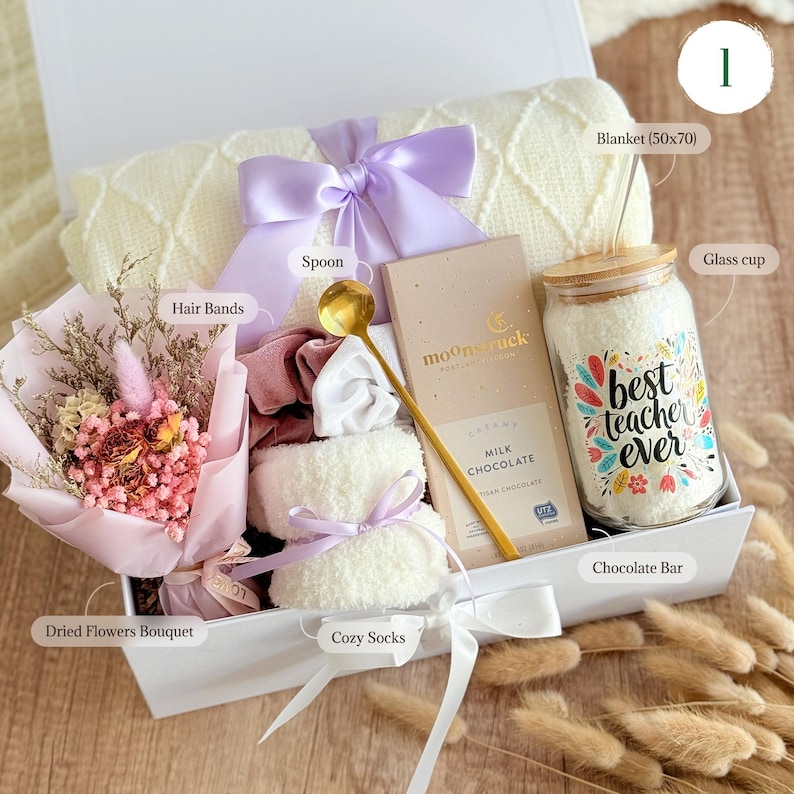 Teacher Appreciation Gift Box: Personalized Blanket, Mug & Treats - Etsy