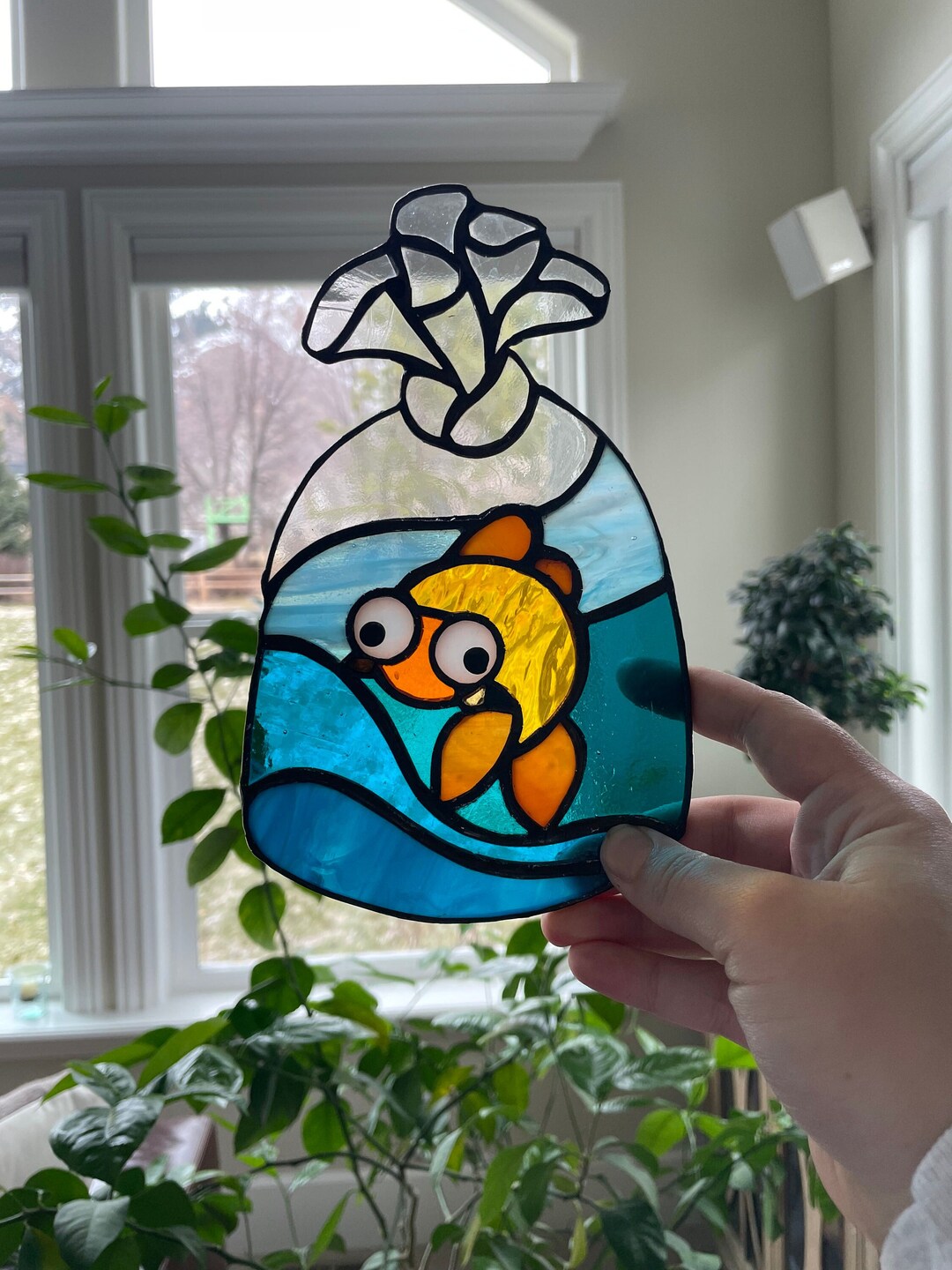Goldfish Stained Glass Suncatcher - Etsy