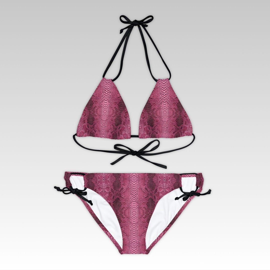 Pink Snake Skin Pattern Bikini | Strappy Two-piece Swimsuit | Festival ...