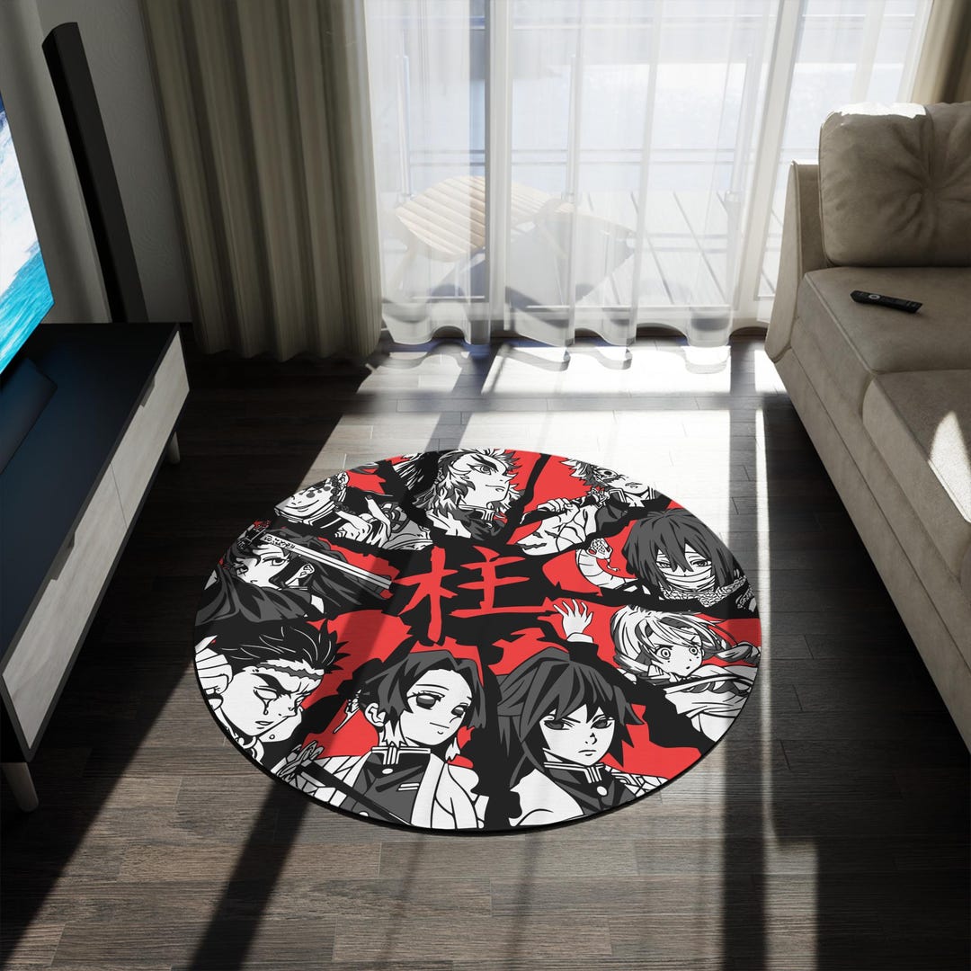 Anime & Manga Round Rug – 60" Otaku Room Decor, Gaming Floor Mat, Anime ...
