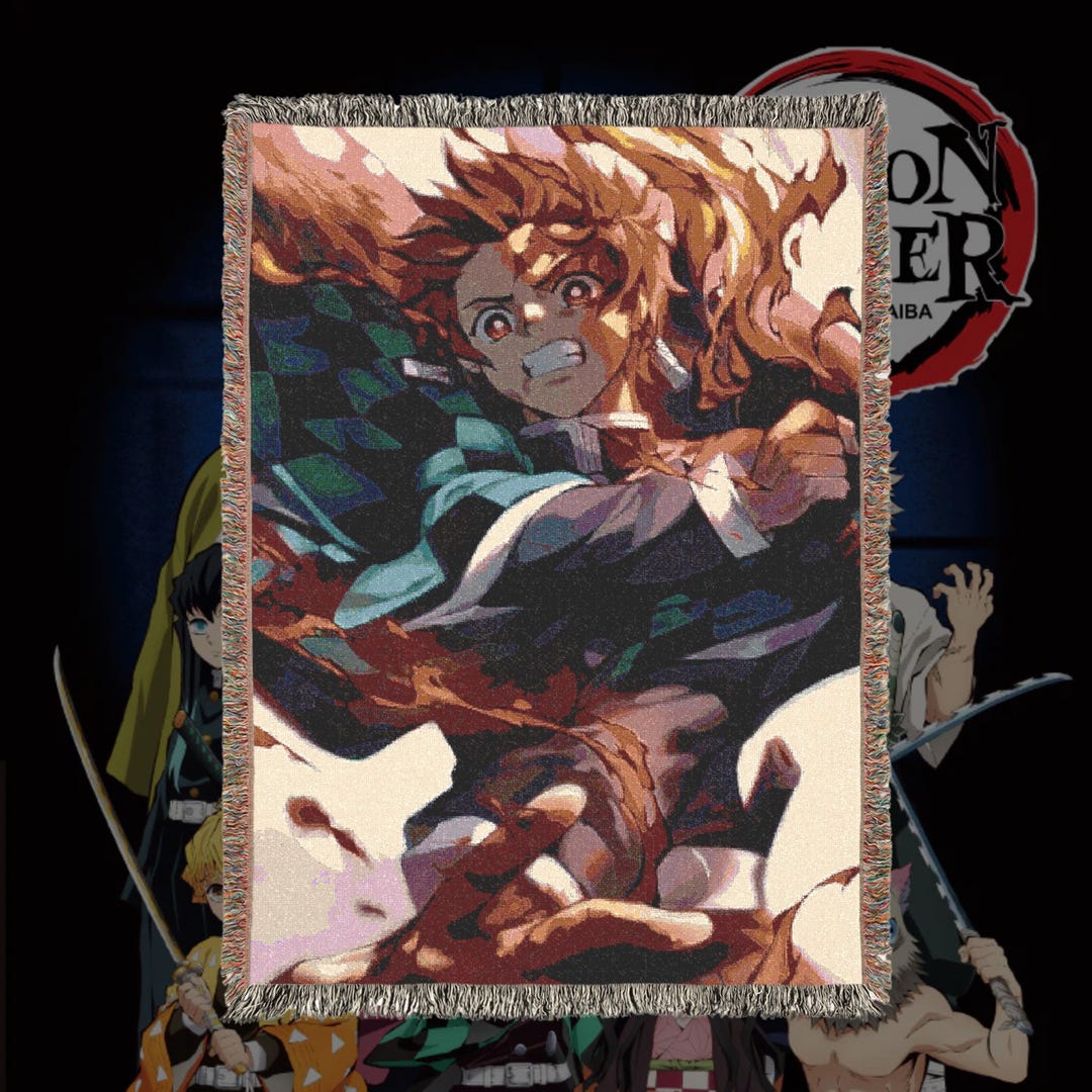 Manga Blankets Demon Slayer Tanjiro Kamado - Woven 100% Premium Cotton ...