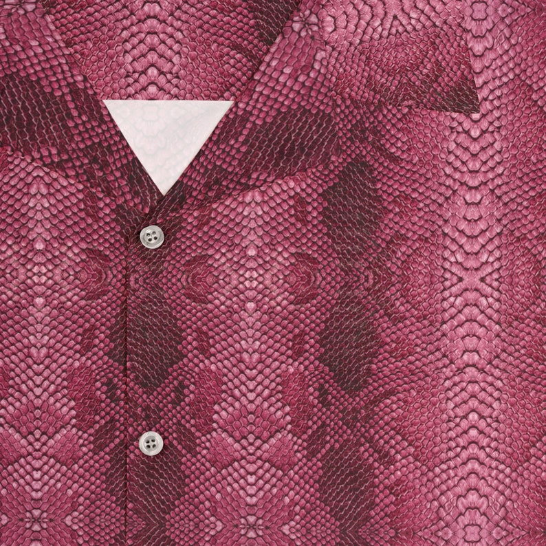 Pink Snake Skin Pattern Short Sleeve Button-up for Going Out Stylish ...