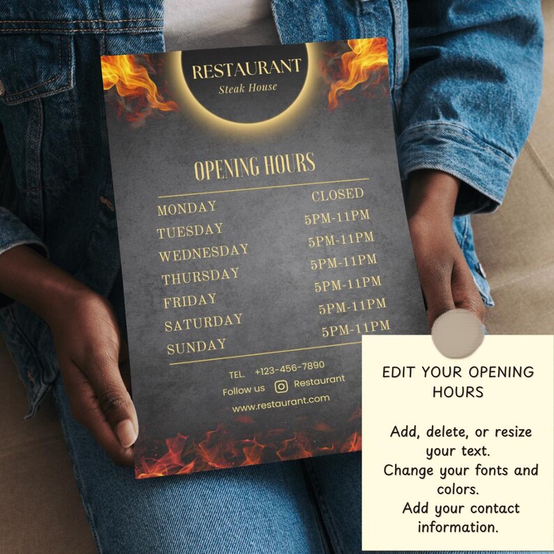 Steakhouse Menu Template – Editable Canva Menu – Printable Meat & Grill ...