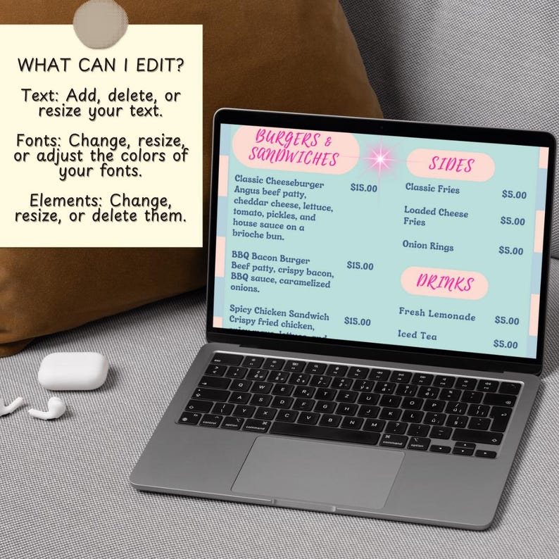 Burger Food Truck Menu Template – Editable Canva Menu – Printable ...