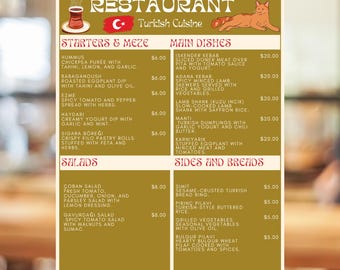 Greek Food Menu Template – Editable Canva Menu – Printable Restaurant ...
