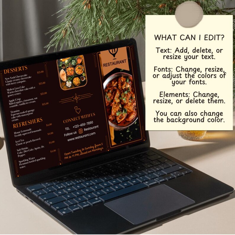 Minimalist Tri-fold Restaurant Menu Template: Editable Canva Design (8 ...