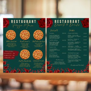 Pizza Menu Template – Editable Canva Menu – Printable Pizzeria Menu | 8 ...