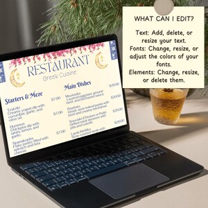 Greek Food Menu Template – Editable Canva Menu – Printable Restaurant ...