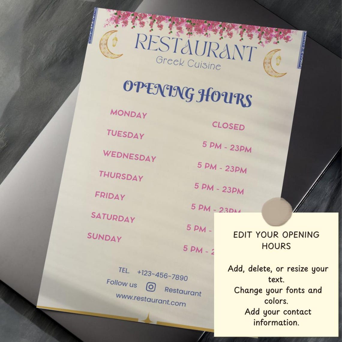 Greek Food Menu Template – Editable Canva Menu – Printable Restaurant ...