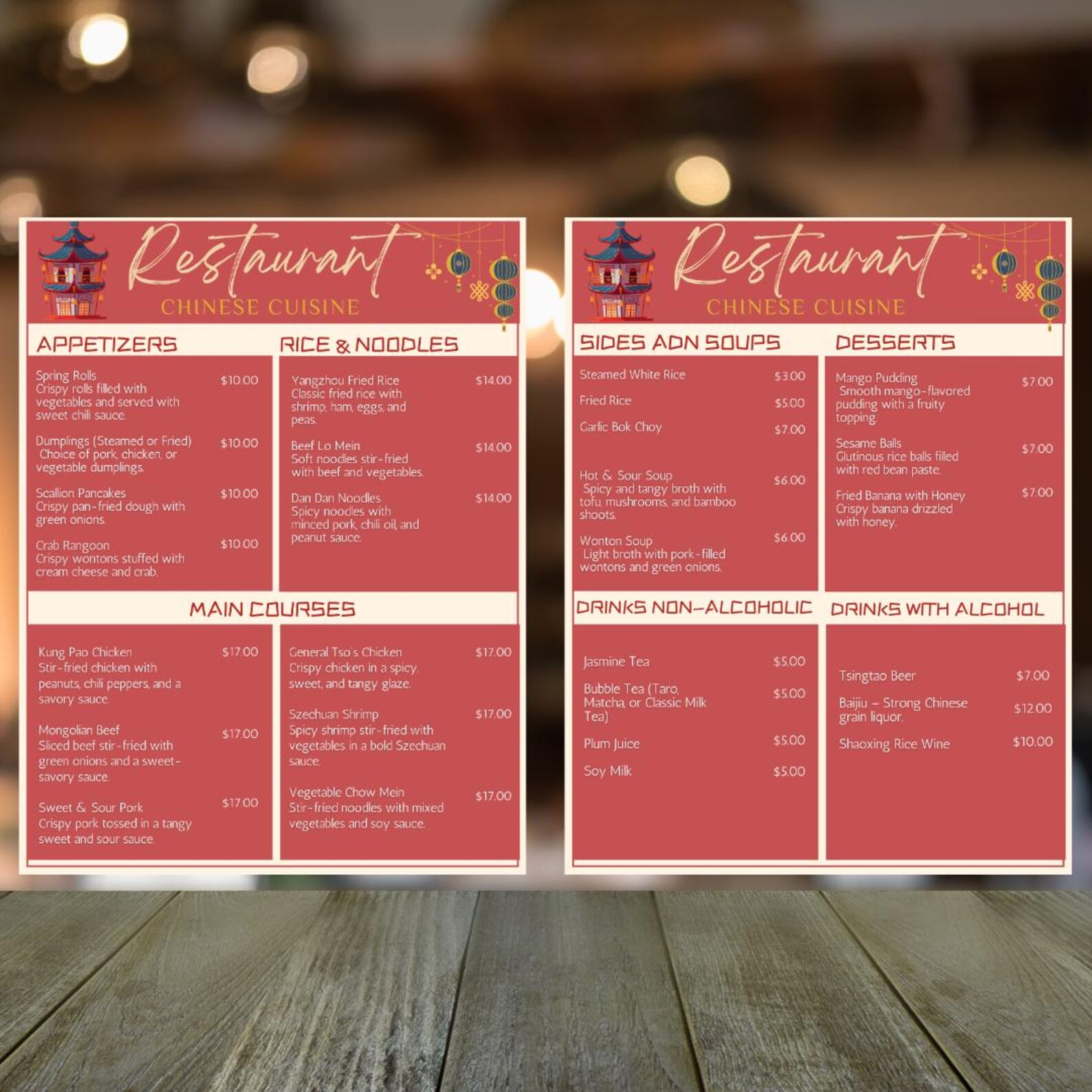 Chinese Restaurant Menu Template – Editable Canva Menu – Printable ...