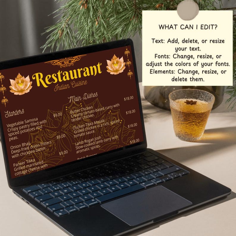 Indian Restaurant Menu Template – Editable Canva Menu – Printable Curry ...
