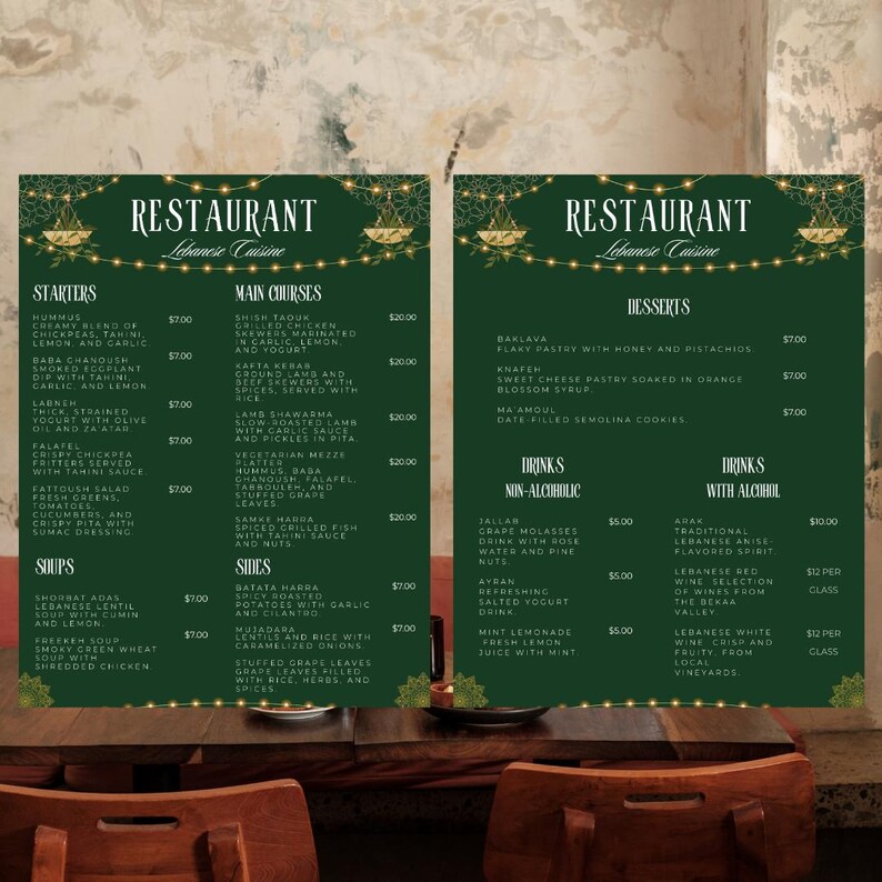 Lebanese Food Menu Template: Printable Restaurant Design (canva ...