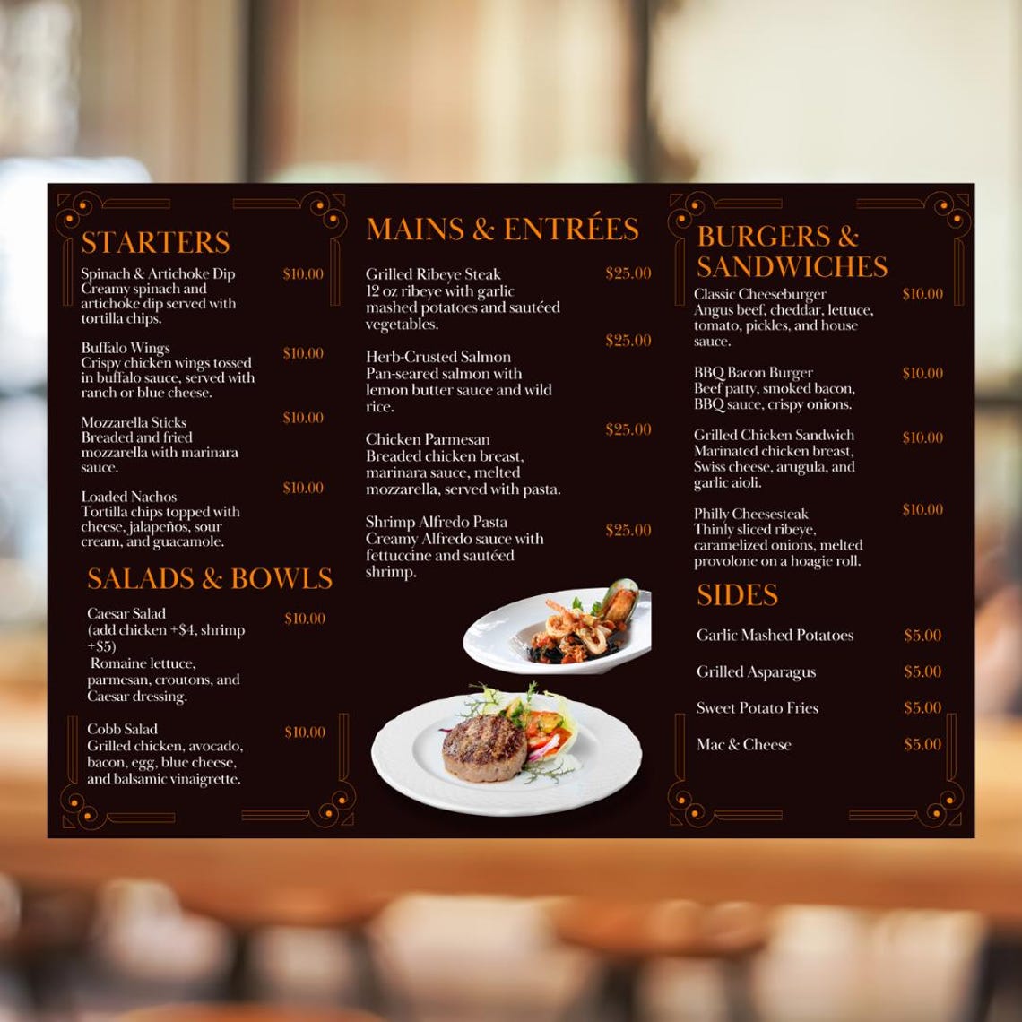 Canva Minimalist Menu // Tri-fold Minimalist Menu Template // Tri-fold ...