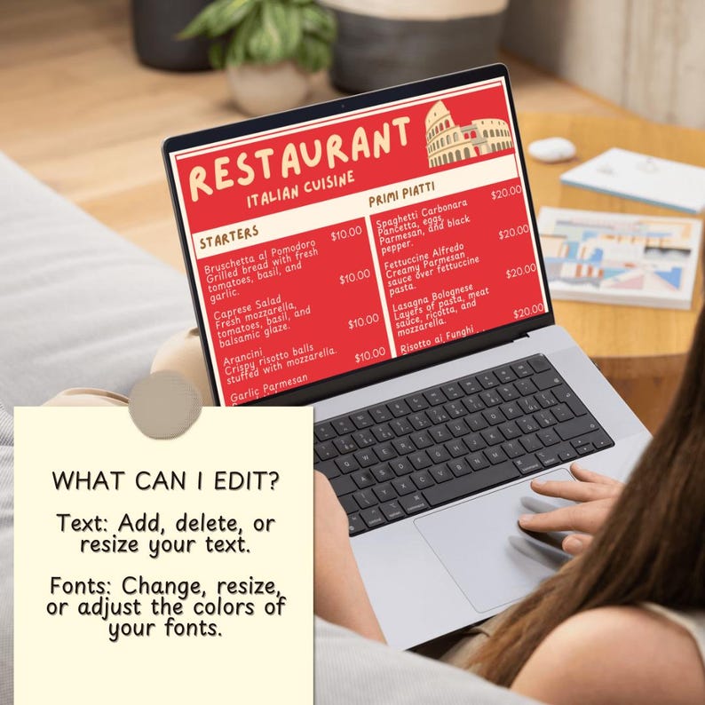 Italian Restaurant Menu Template – Editable Canva Menu – Printable ...