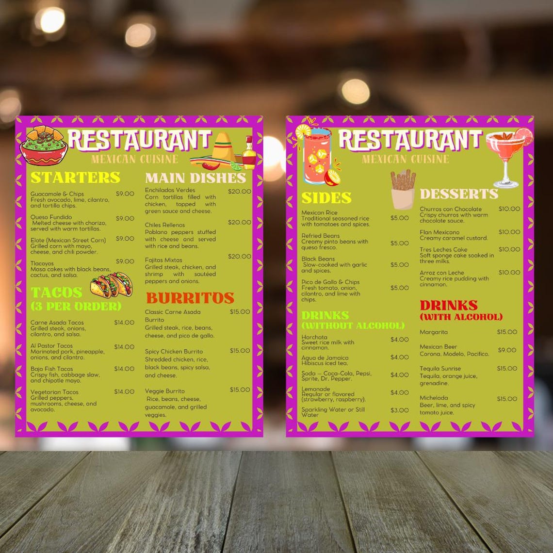Editable Mexican Restaurant Menu Template: Colorful Canva Design (8 ...