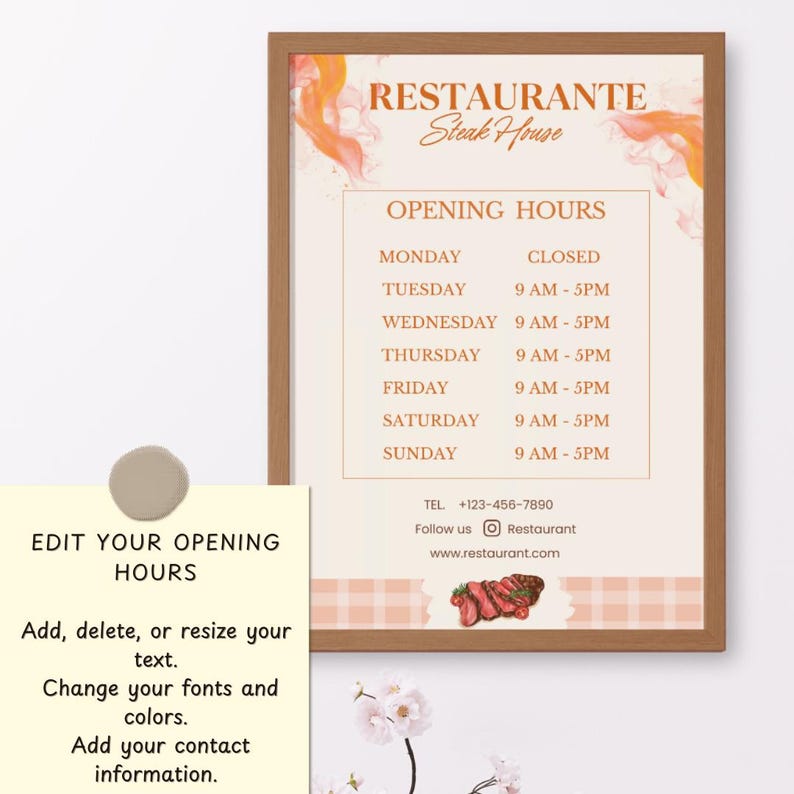 Steakhouse Menu Template – Editable Canva Menu – Printable Meat & Grill ...