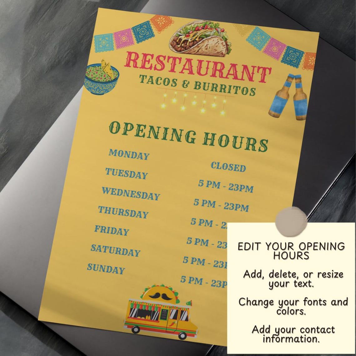 Mexican Food Truck Menu Template: Editable Canva Design (8.5x11 ...