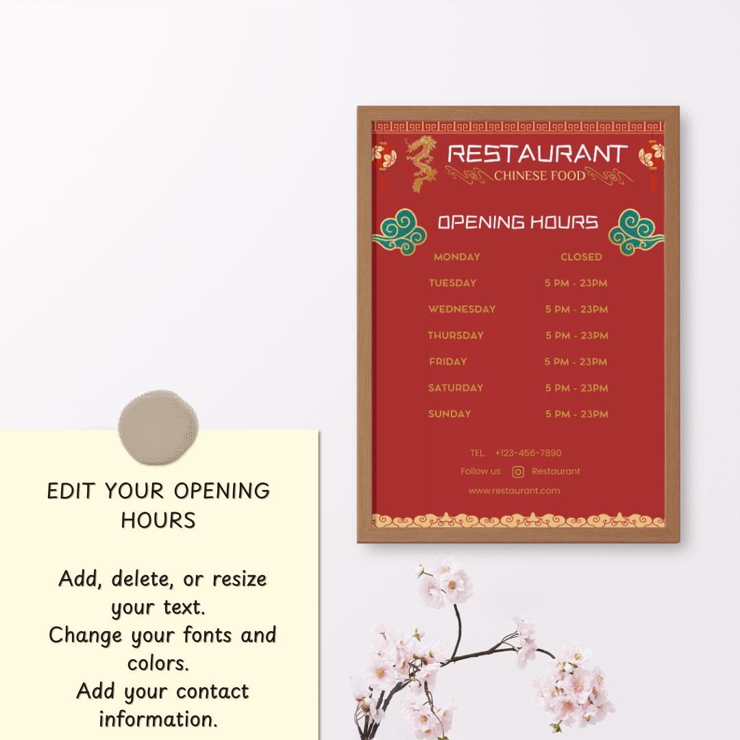 Chinese Restaurant Menu Template – Editable Canva Menu – Printable ...
